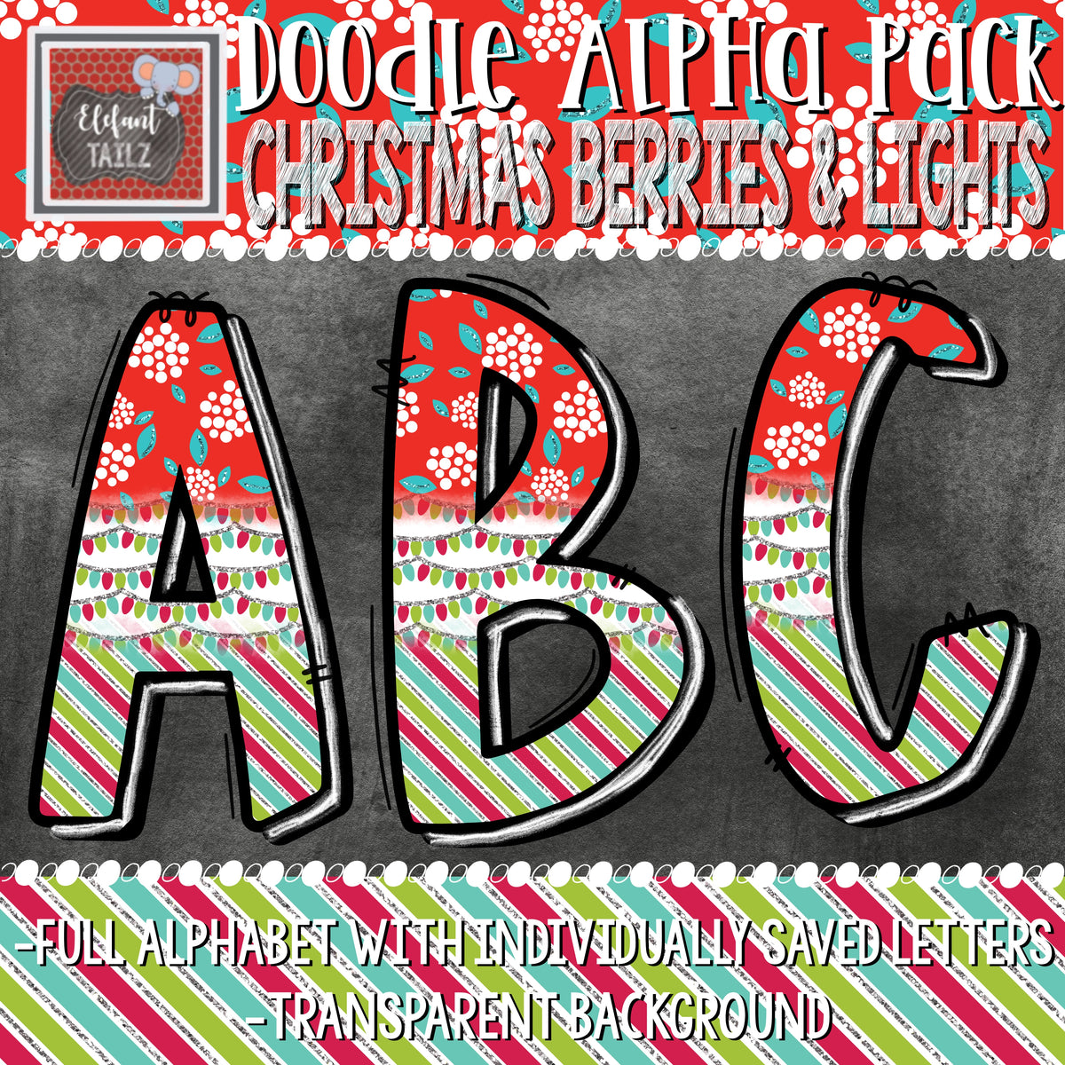 Doodle Alpha - Christmas Berries & Lights – Elefant Tailz
