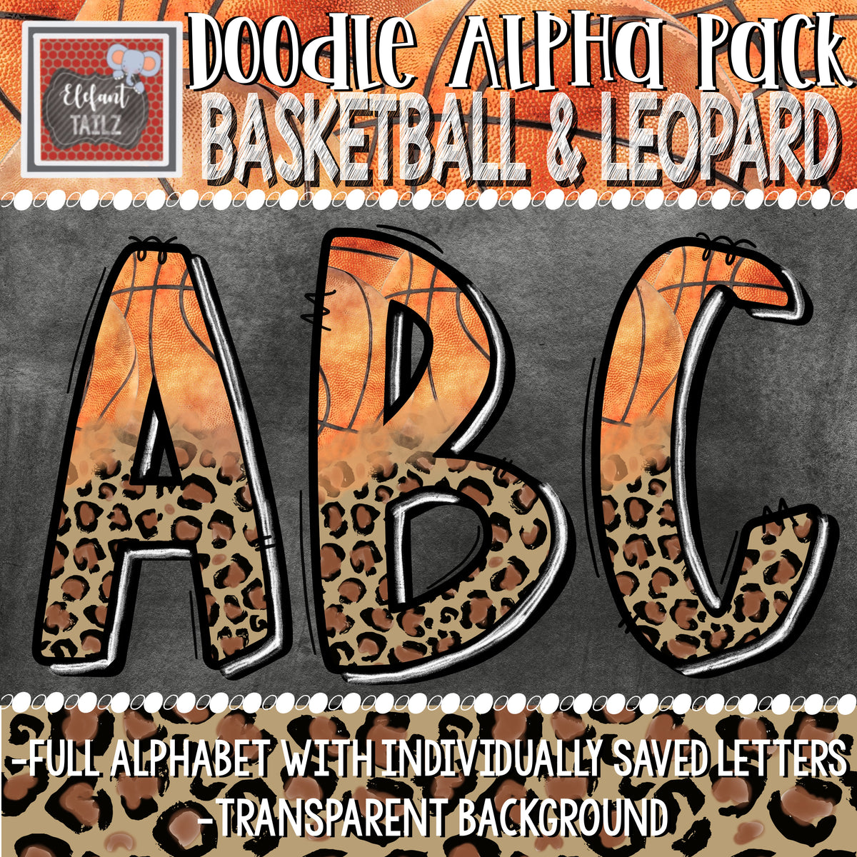 Doodle Alpha - Basketball & Leopard – Elefant Tailz