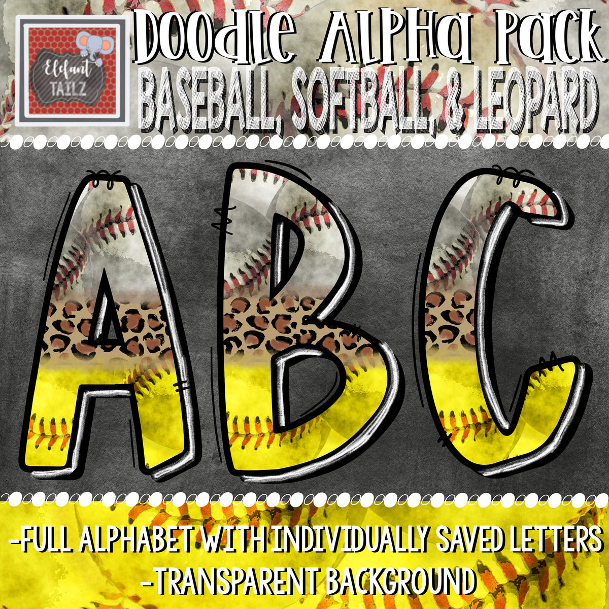 Doodle Alpha - Baseball & Softball Leopard – Elefant Tailz